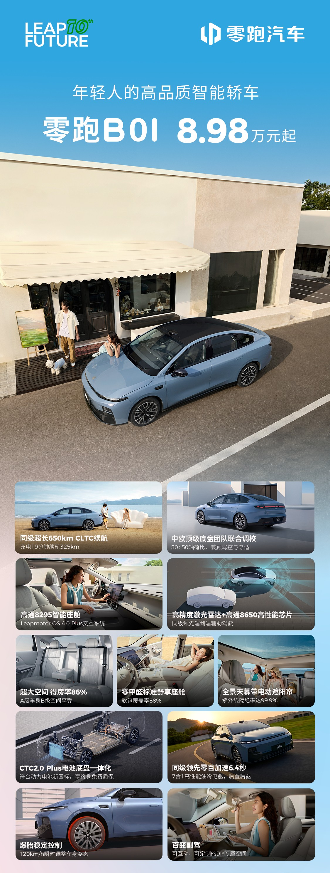 零跑B01纯电轿车上市：8.98万起，续航430-650km，激光雷达版可选 - 第一电动网